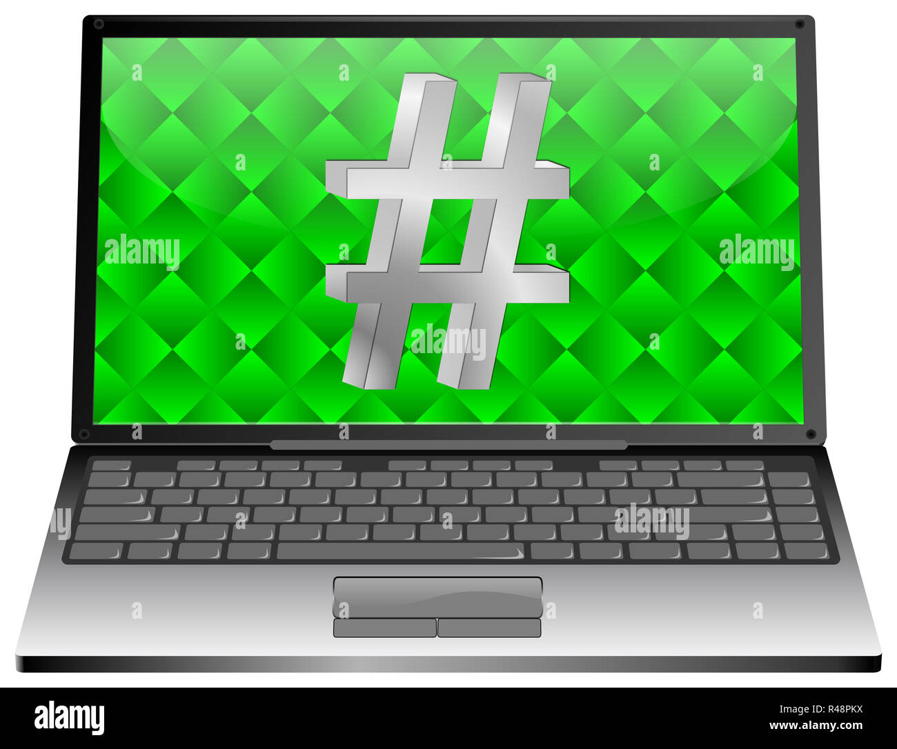 Laptop with Hashtag symbol Stock Photo - Alamy