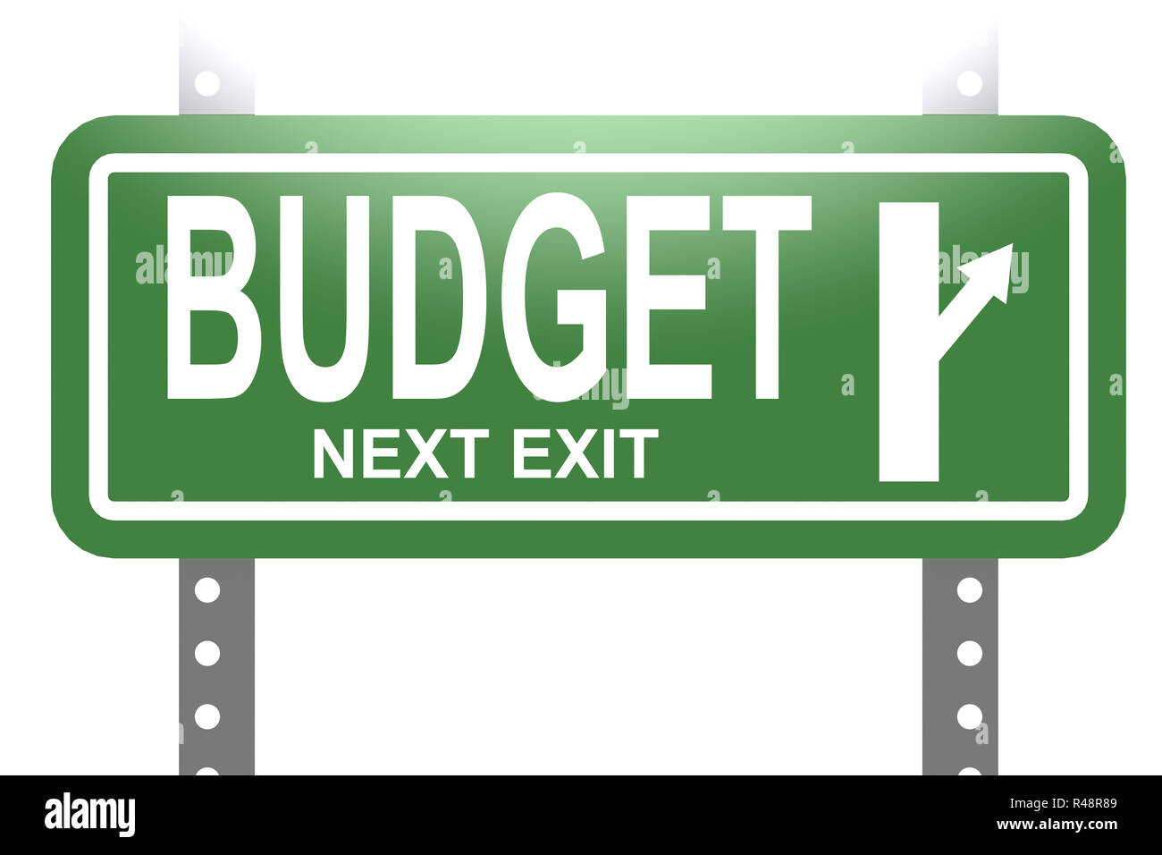 Budget green sign board isolated Stock Photo - Alamy