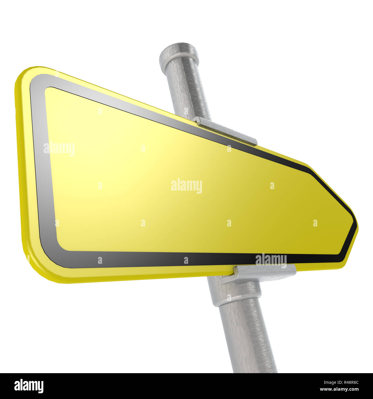 Yellow sign board with white background Stock Photo - Alamy