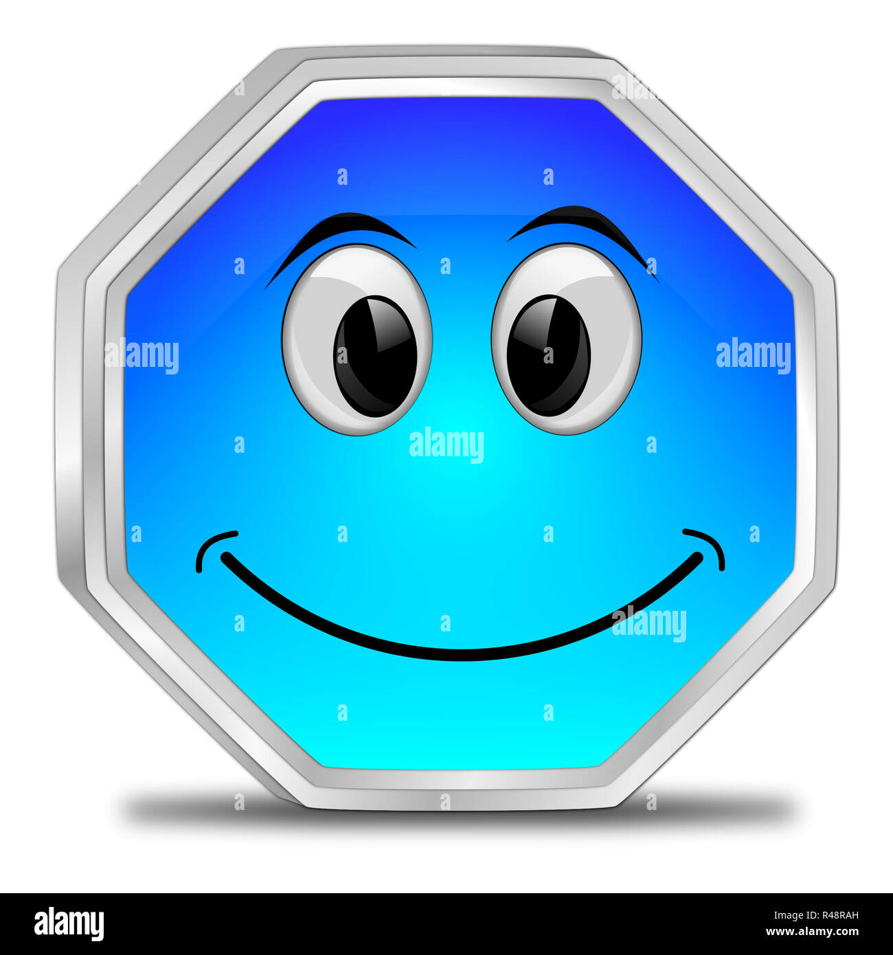Button with smiling face Stock Photo - Alamy