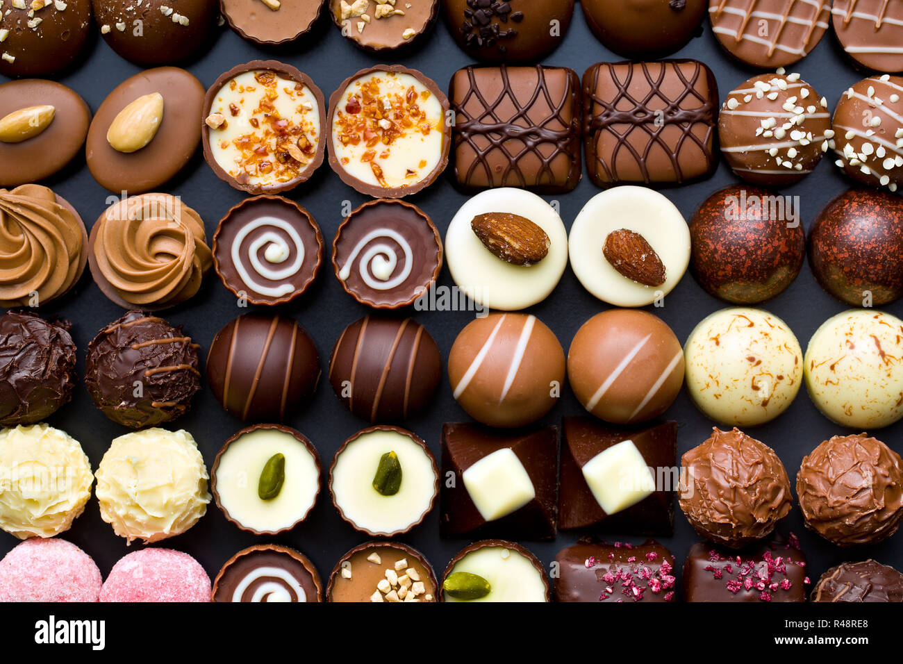 Top view belgian chocolate pralines hi-res stock photography and images ...