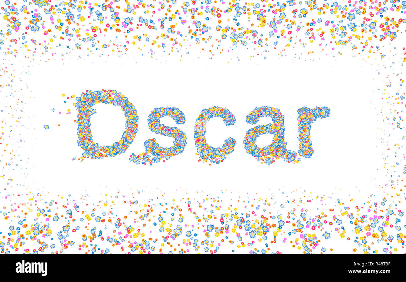 Oscar, Male name coated with various colorful flowers Stock Photo - Alamy