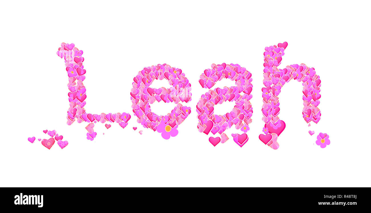 Leah female name set with hearts type design Stock Photo - Alamy