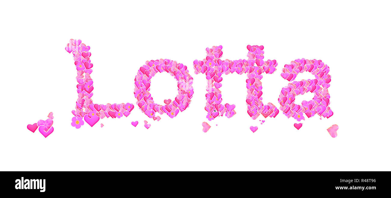 Lotta female name set with hearts type design Stock Photo - Alamy
