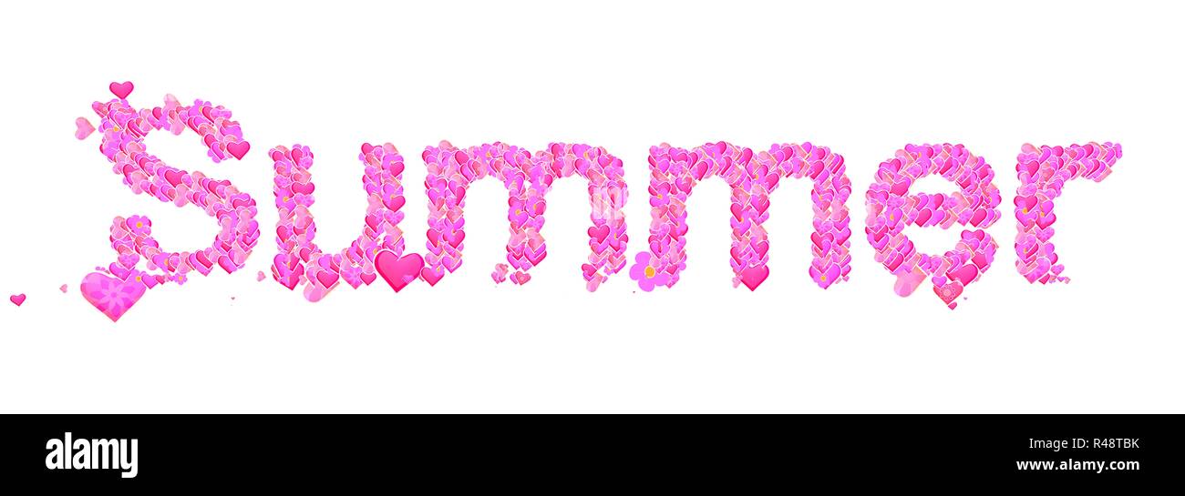 Summer female name set with hearts type design Stock Photo - Alamy