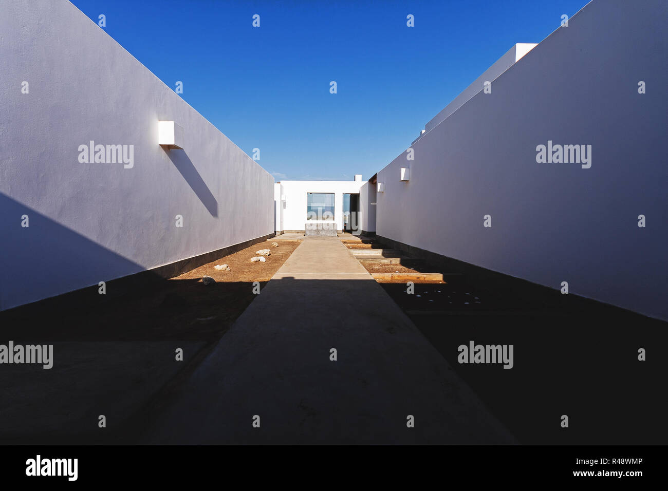 White beach house in the morning at a sunny day Stock Photo - Alamy