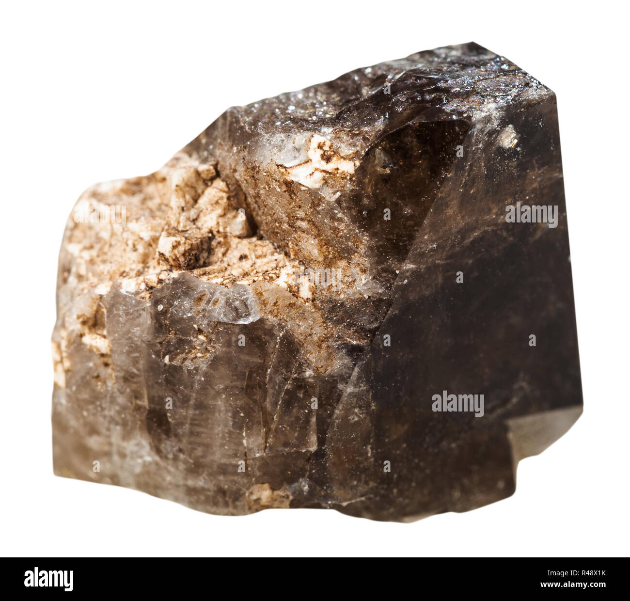 Morion (brown smoky quartz) mineral stone isolated Stock Photo - Alamy