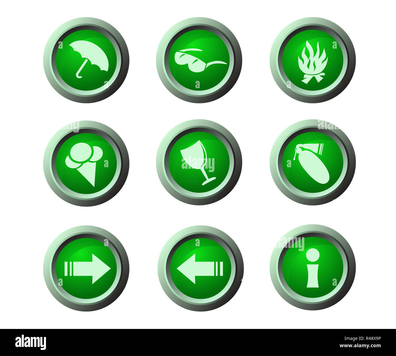 Green rounded icons Stock Photo - Alamy