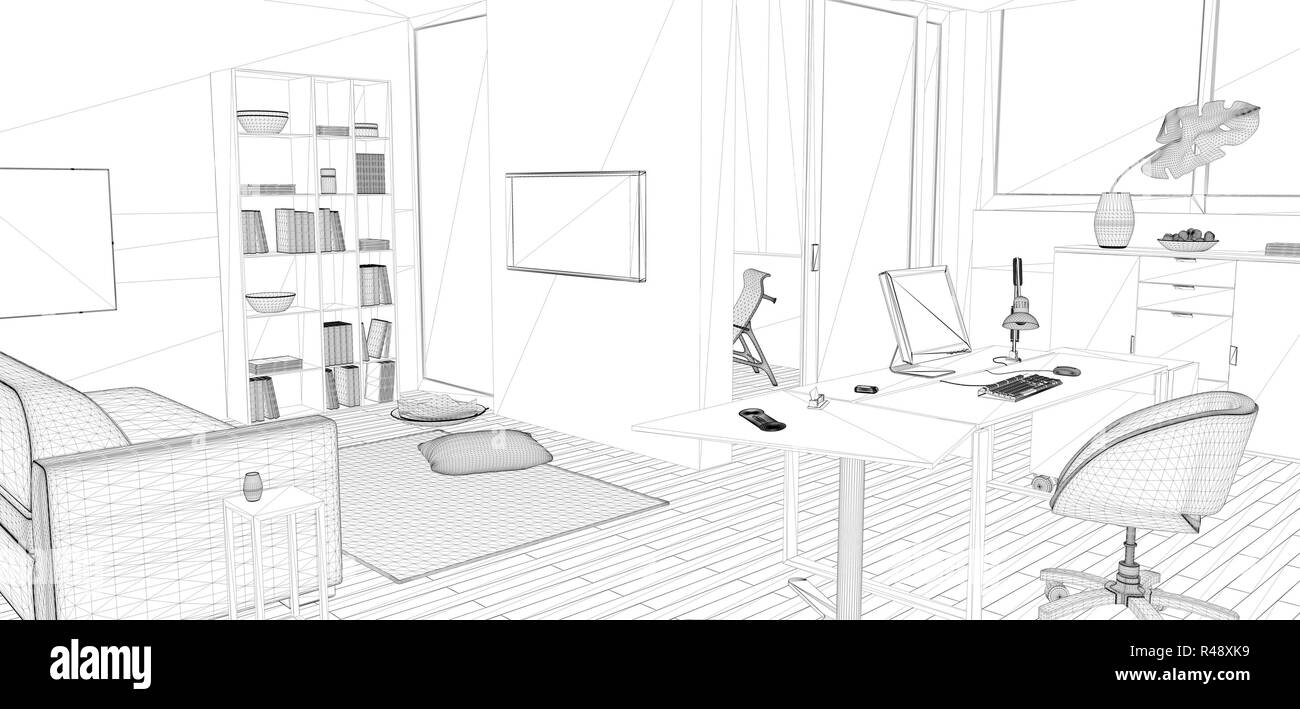 3d wireframe architecture hi-res stock photography and images - Alamy