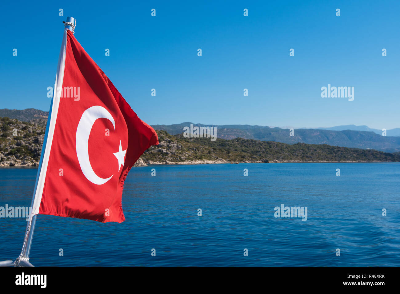 Turkish Flag from yacht Stock Photo - Alamy