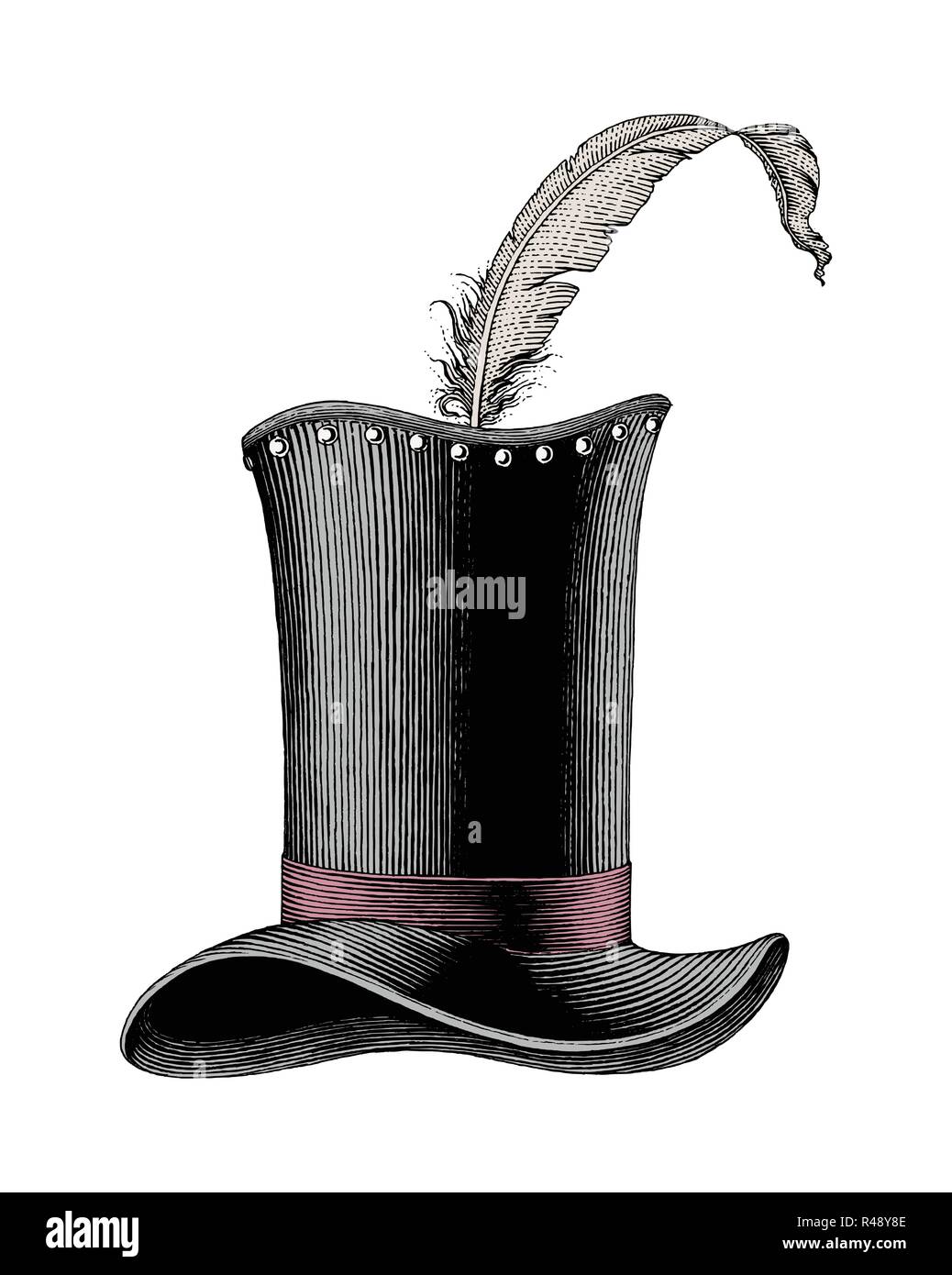 Vintage fashion hat hand drawn engraving illustration Stock Vector ...