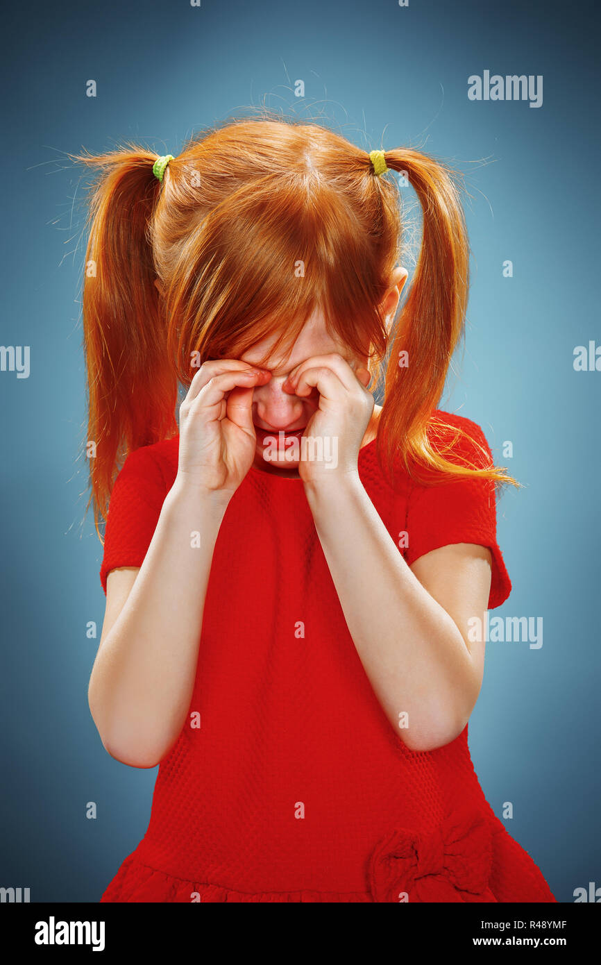 Portrait of a little girl. She is crying Stock Photo - Alamy