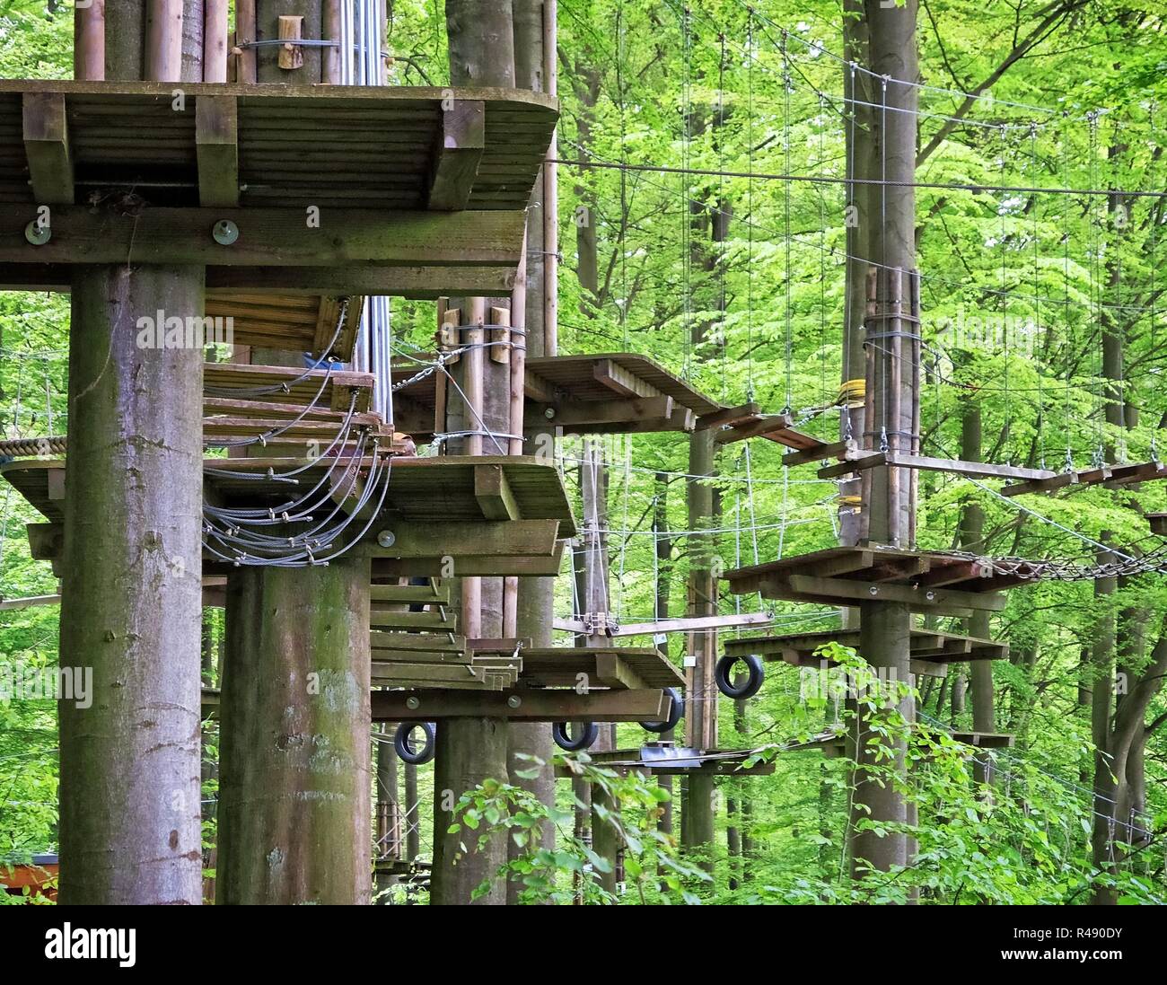 high rope course Stock Photo - Alamy