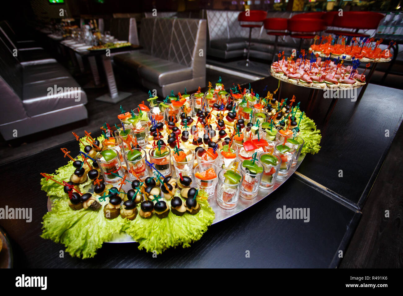 catering services background with snacks and food in restaurant Stock ...