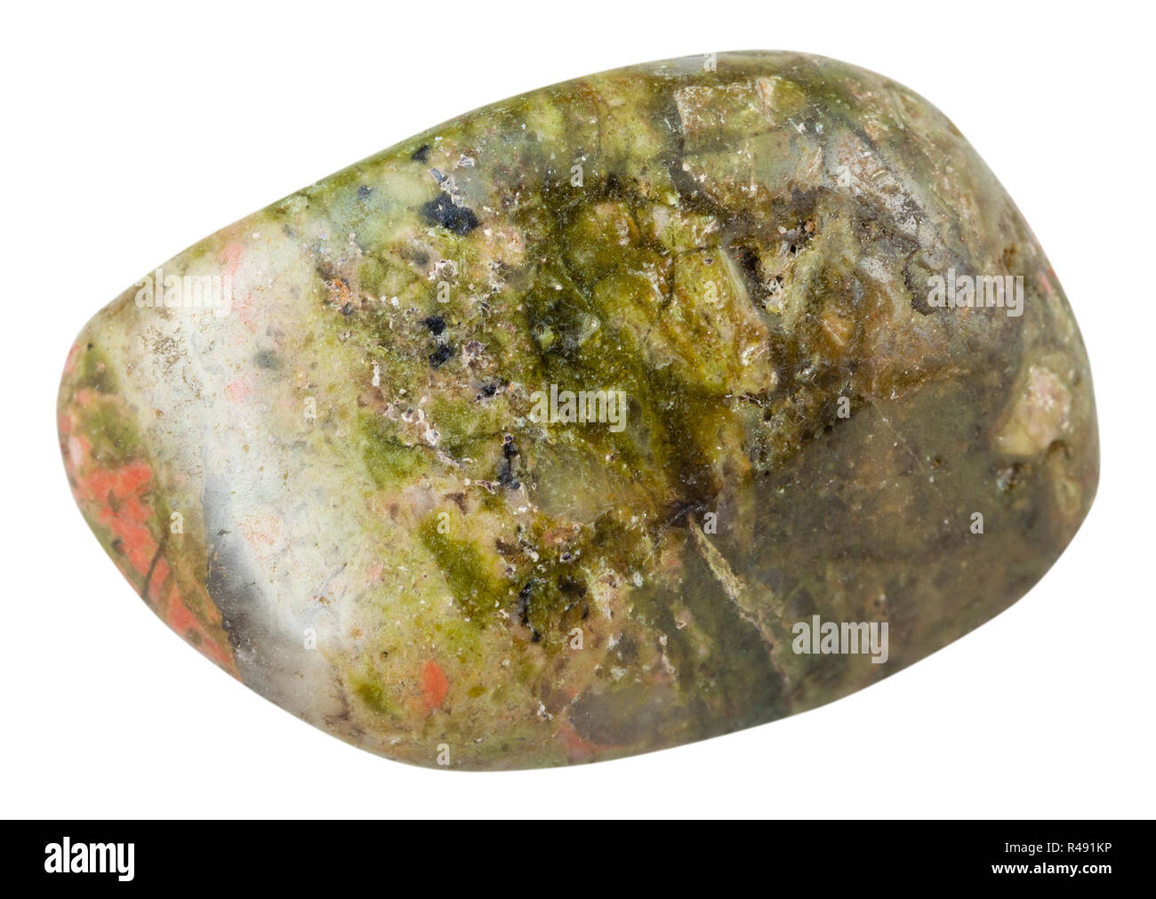polished pebble of unakite (epidosite) gemstone Stock Photo - Alamy