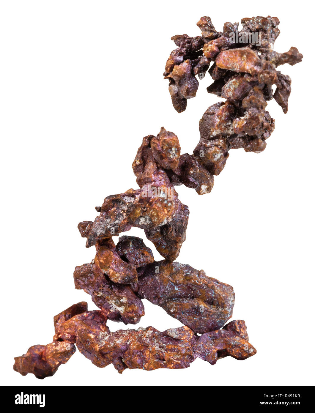 Native copper mineral isolated on white Stock Photo - Alamy