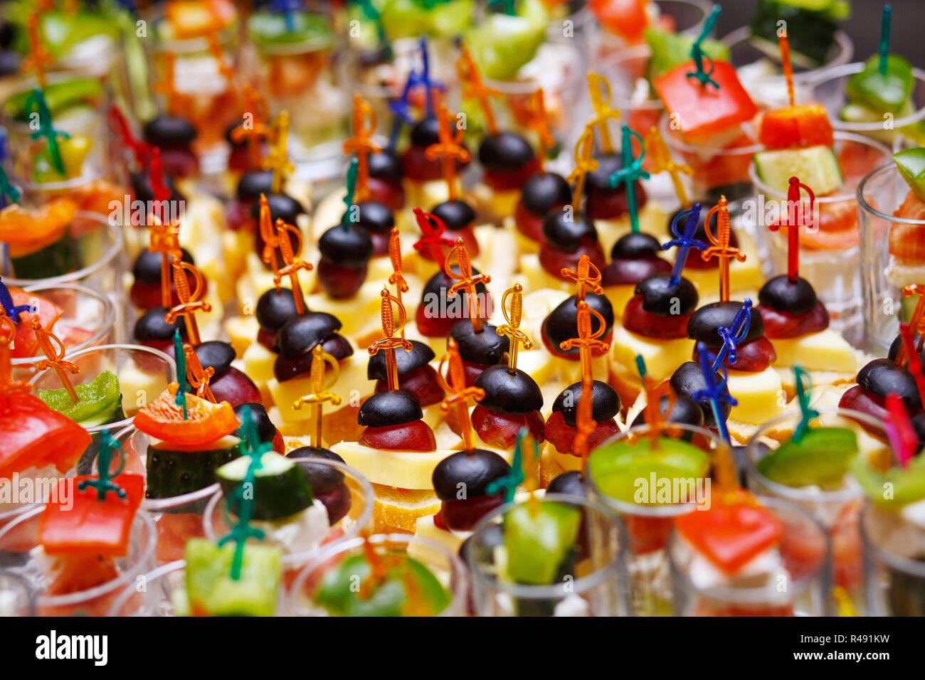 catering services background with snacks and food in restaurant Stock ...