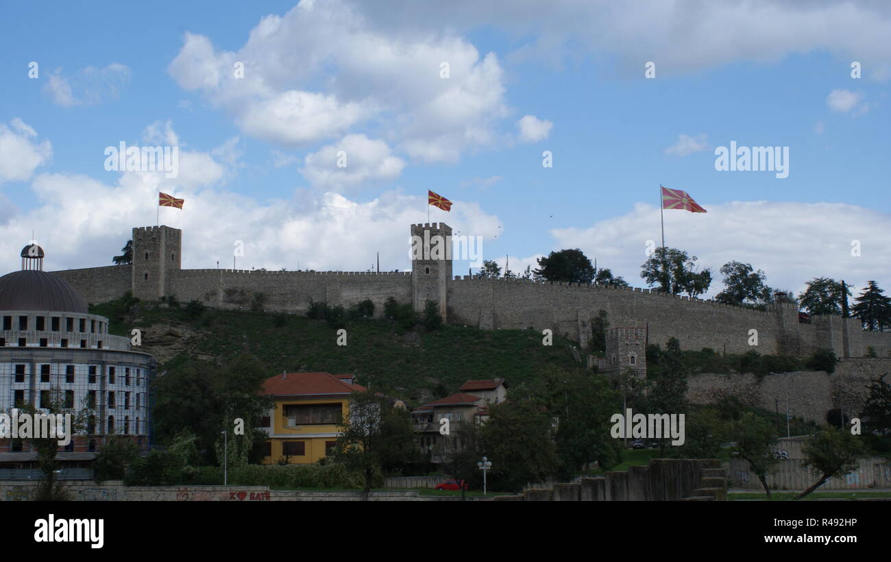 Old war fort with flags and from stone in Macedonia Stock Photo - Alamy