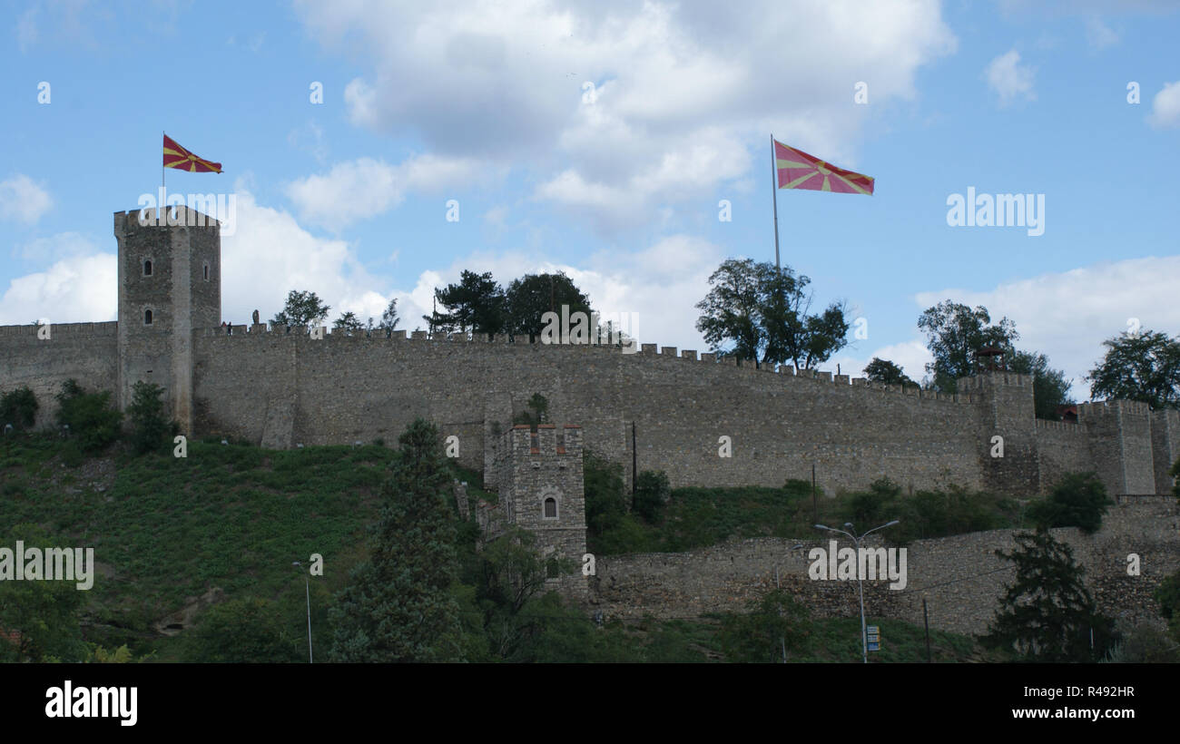 Old war fort with flags and from stone in Macedonia Stock Photo - Alamy