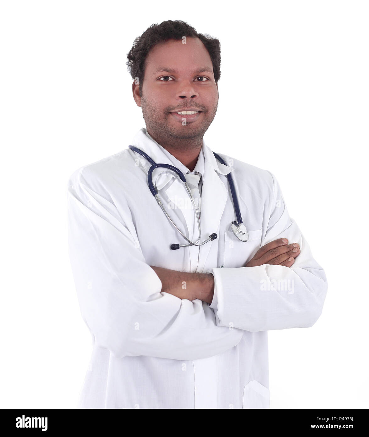 portrait of a successful therapist .isolated on a white Stock Photo - Alamy