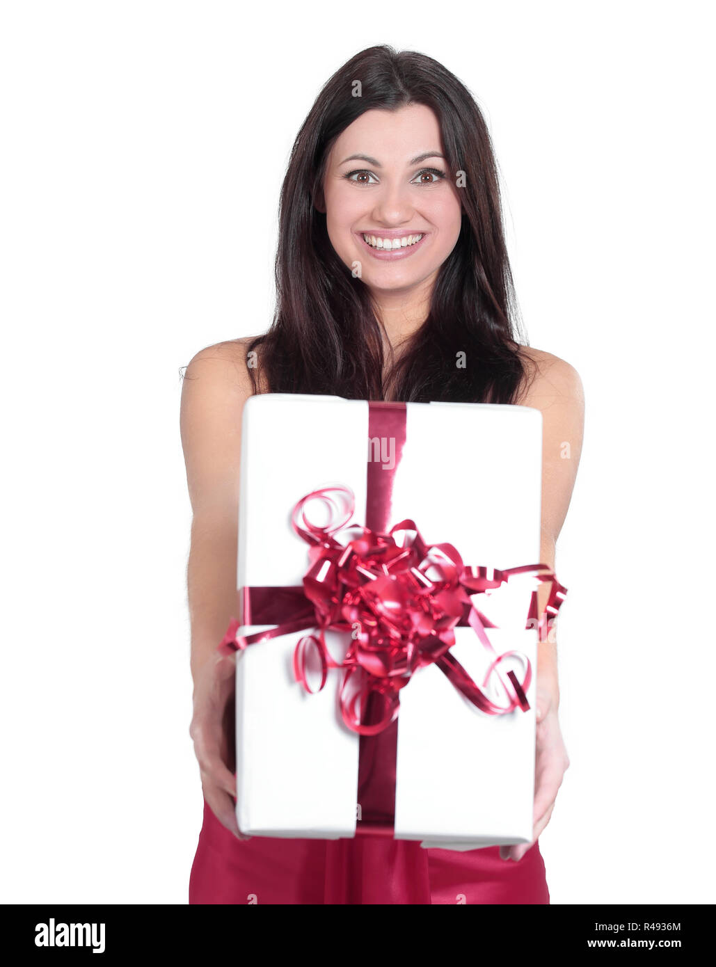 closeup. happy beautiful woman kissing her a gift Stock Photo - Alamy