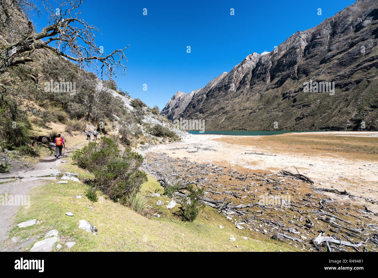 Trekking in the Santa Cruz valley, Cordillera Blanca, Peru Stock Photo ...