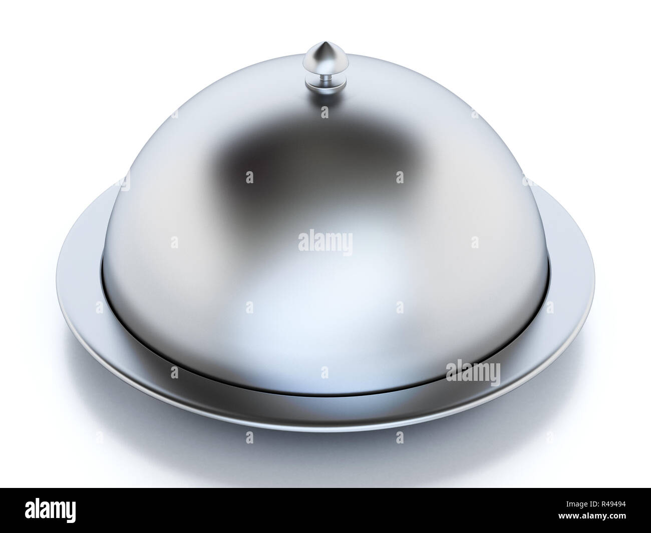 Silver colored serving plate isolated on white background. 3D ...