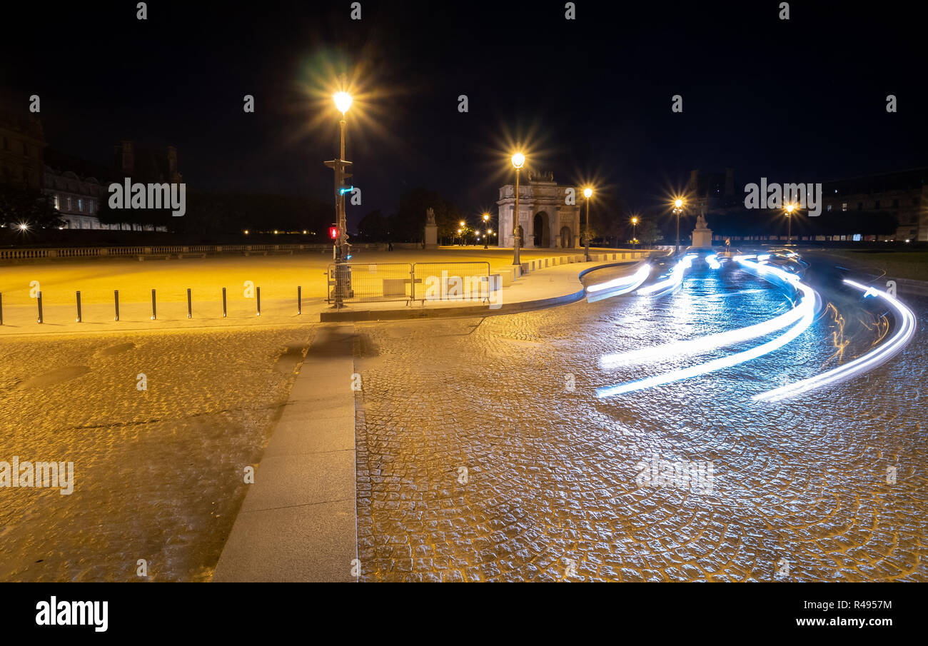 Car Tail Lights with Paris' Arch in the Background Stock Photo - Alamy