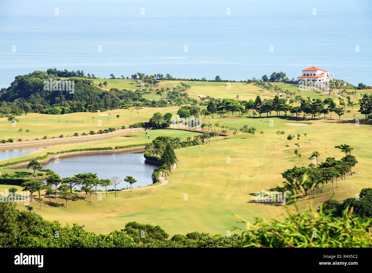 Beautiful golf place with nice background Stock Photo - Alamy