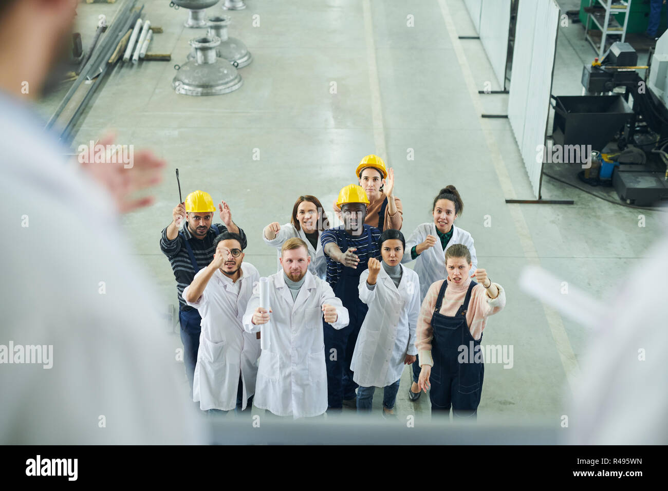 Group of Workers in Protest Stock Photo - Alamy