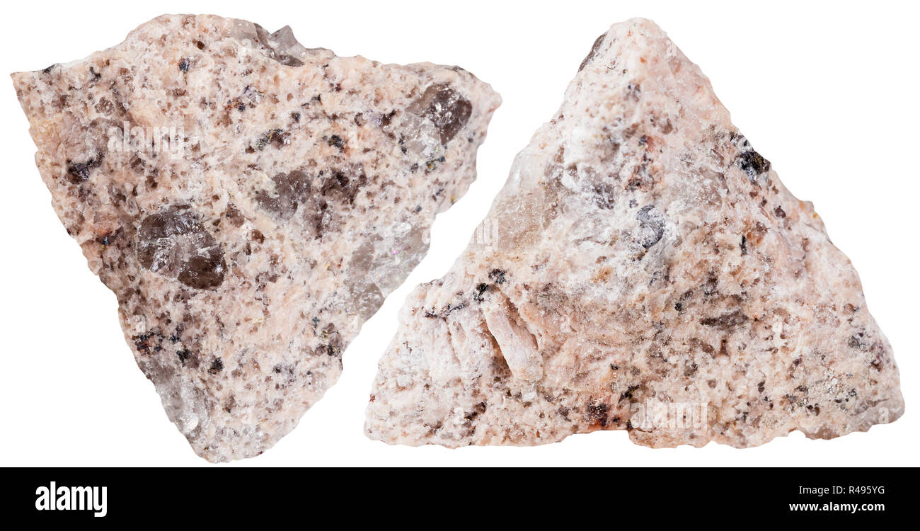 two pieces of Granite mineral stone isolated Stock Photo - Alamy