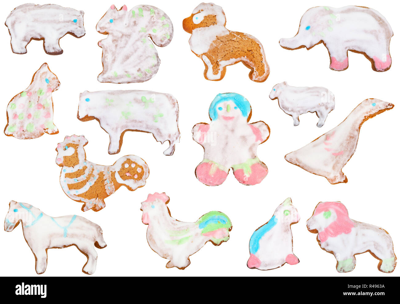 set of Christmas figure cookies isolated on white Stock Photo - Alamy
