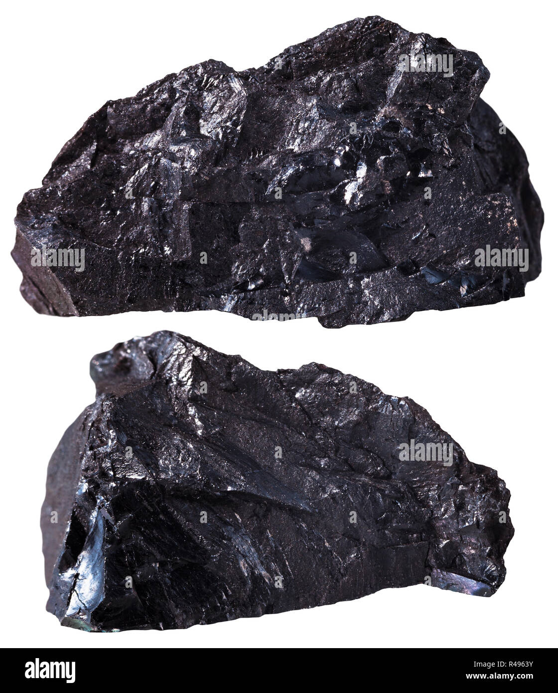 two pieces of black anthracite (coal) mineral Stock Photo - Alamy