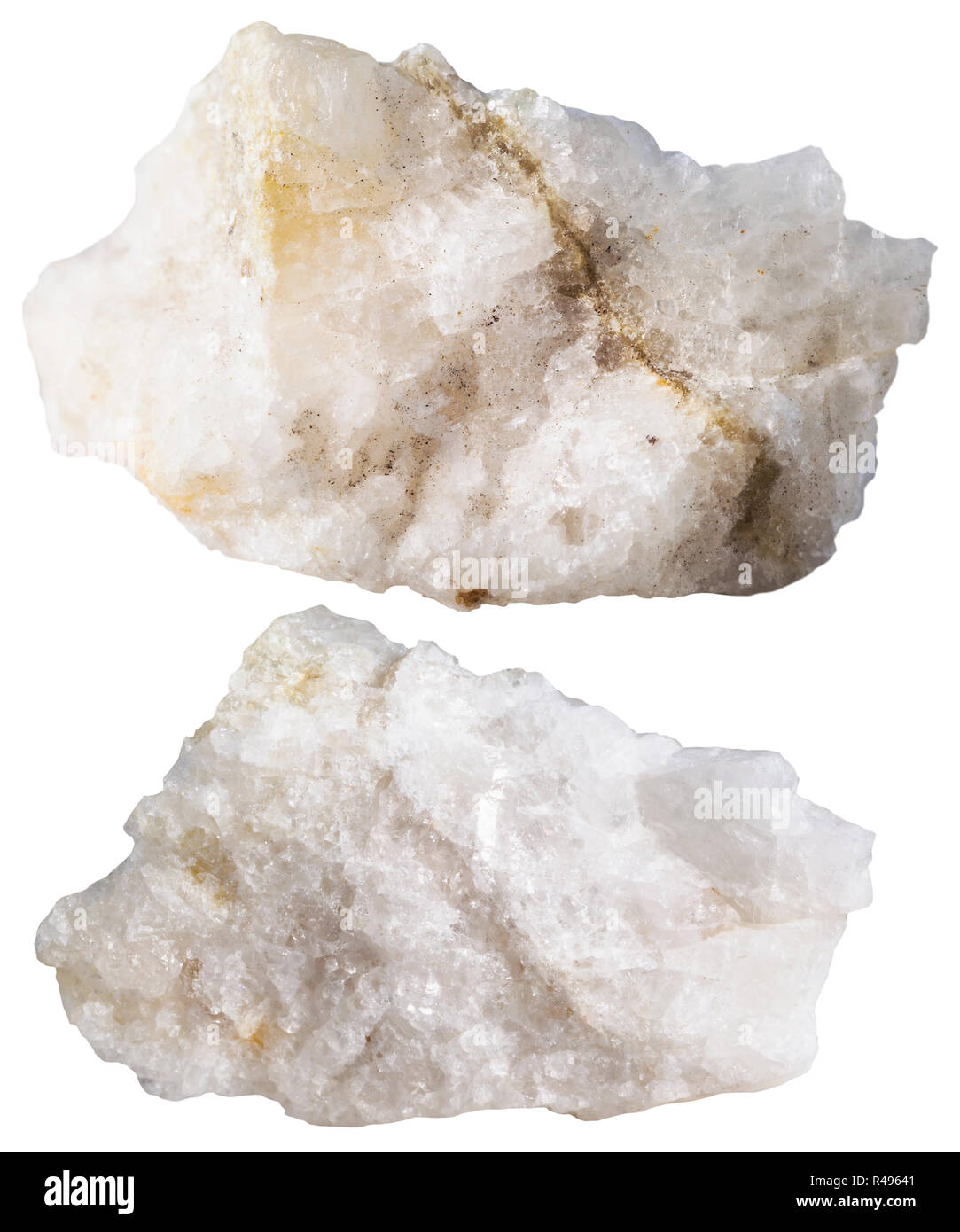 two pieces with scheelite mineral stone isolated Stock Photo - Alamy