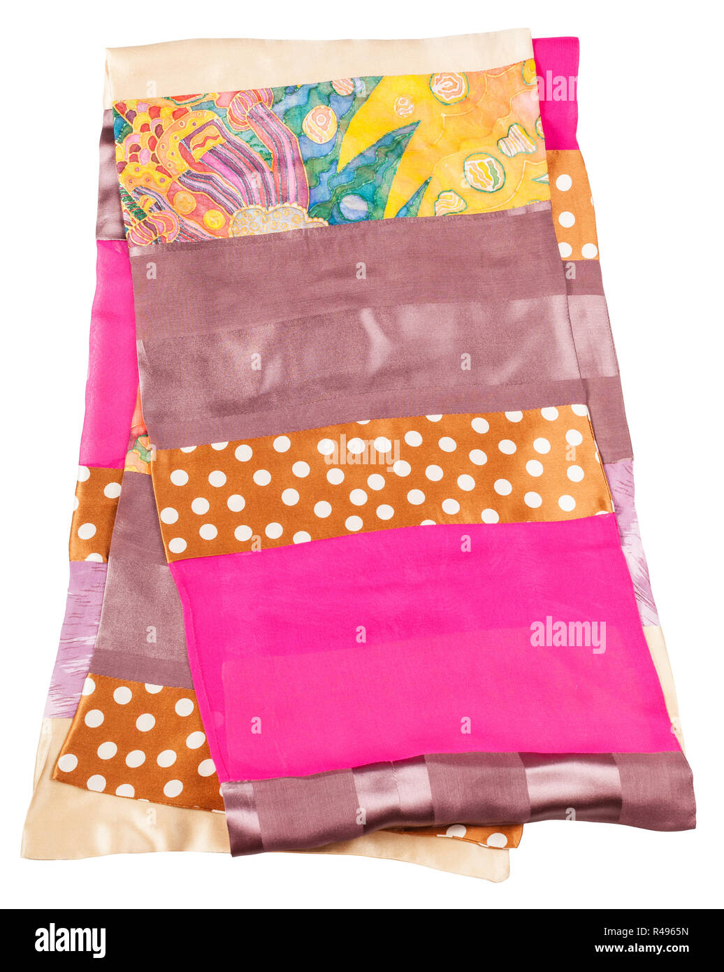 sewing patchwork silk scarf with batik swatch Stock Photo - Alamy