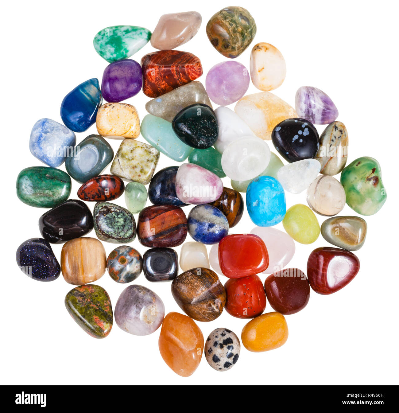 top view of various gemstones on white background Stock Photo - Alamy