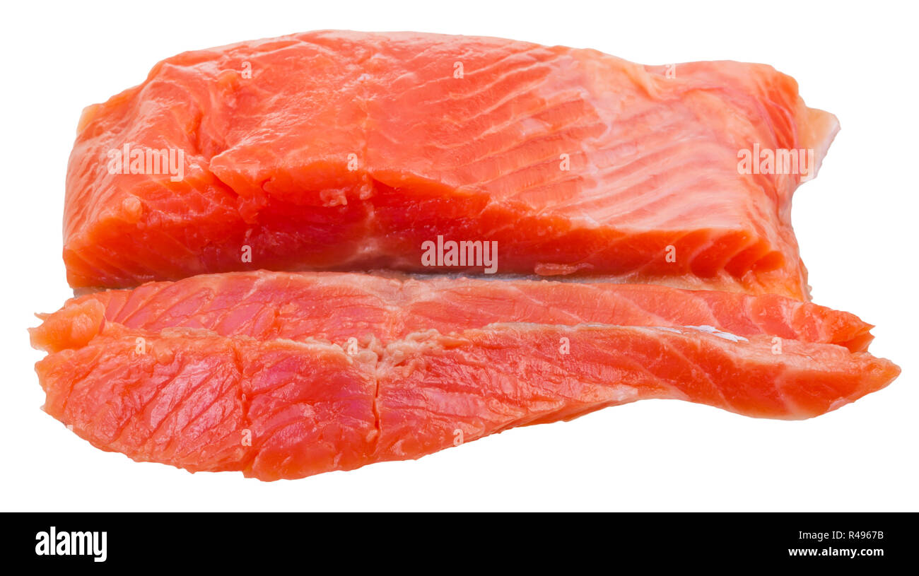 slice and fillet of salted trout red fish isolated Stock Photo - Alamy