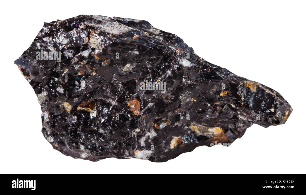 Obsidian mineral stone isolated on white Stock Photo - Alamy