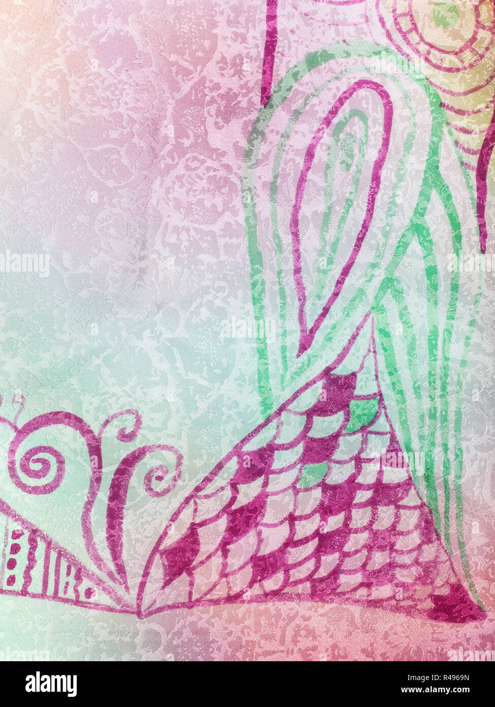 hand drawing abstract decor of silk batik Stock Photo - Alamy