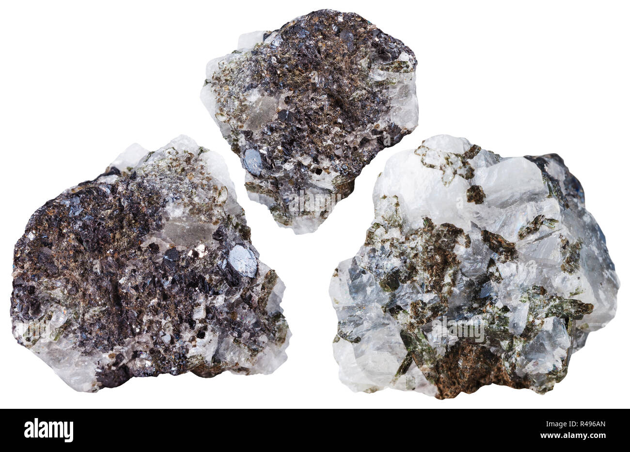 three pieces of Sphalerite mineral stone Stock Photo - Alamy