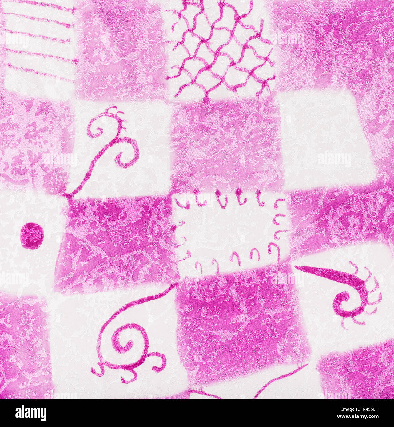 abstract pink and white square pattern on batik Stock Photo - Alamy