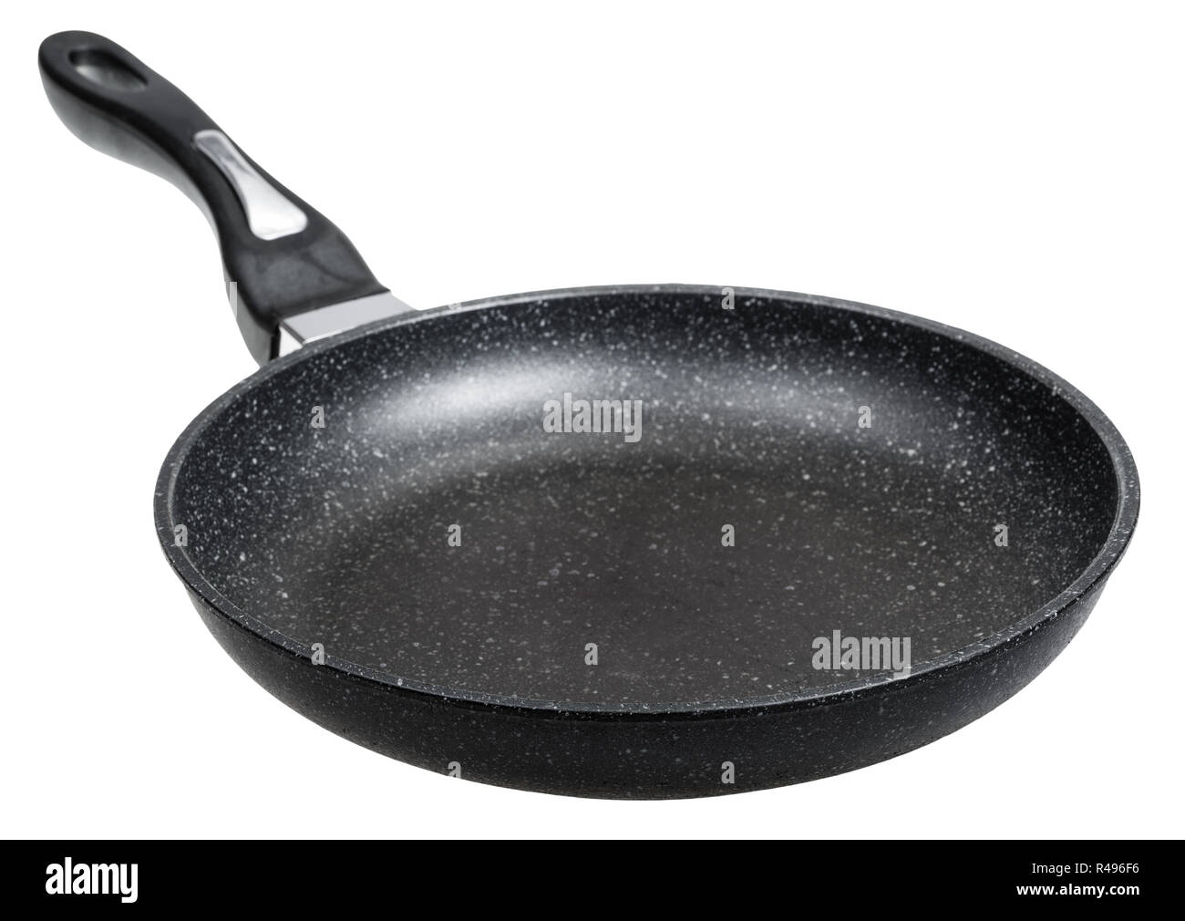open black frying pan isolated on white Stock Photo - Alamy