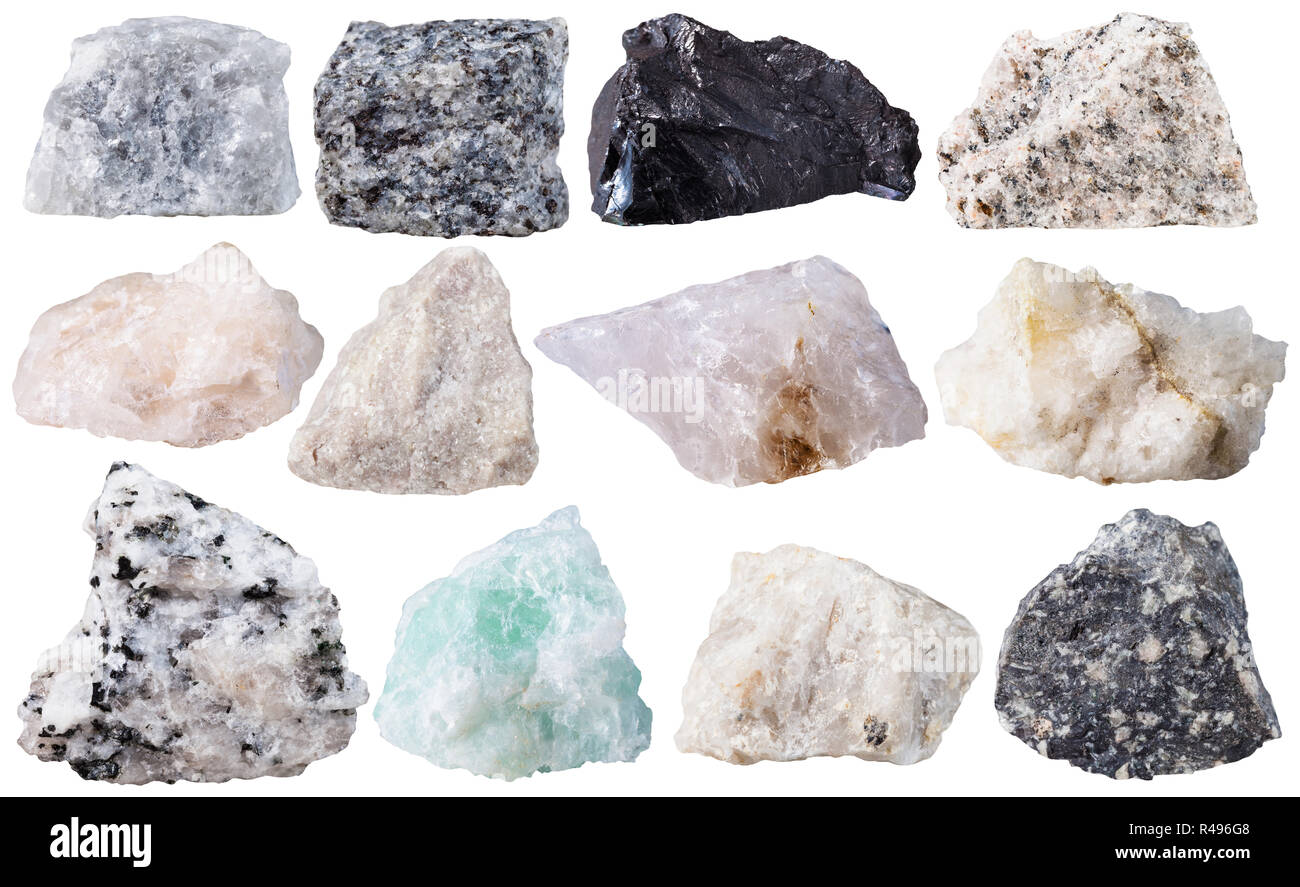 set from 12 specimens of mineral stones isolated Stock Photo - Alamy