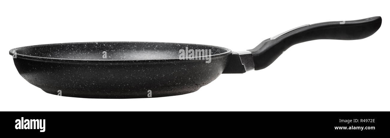 side view of open black frying pan isolated Stock Photo - Alamy