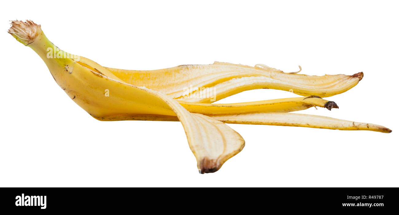 side view of ripe banana peel isolated on white Stock Photo - Alamy