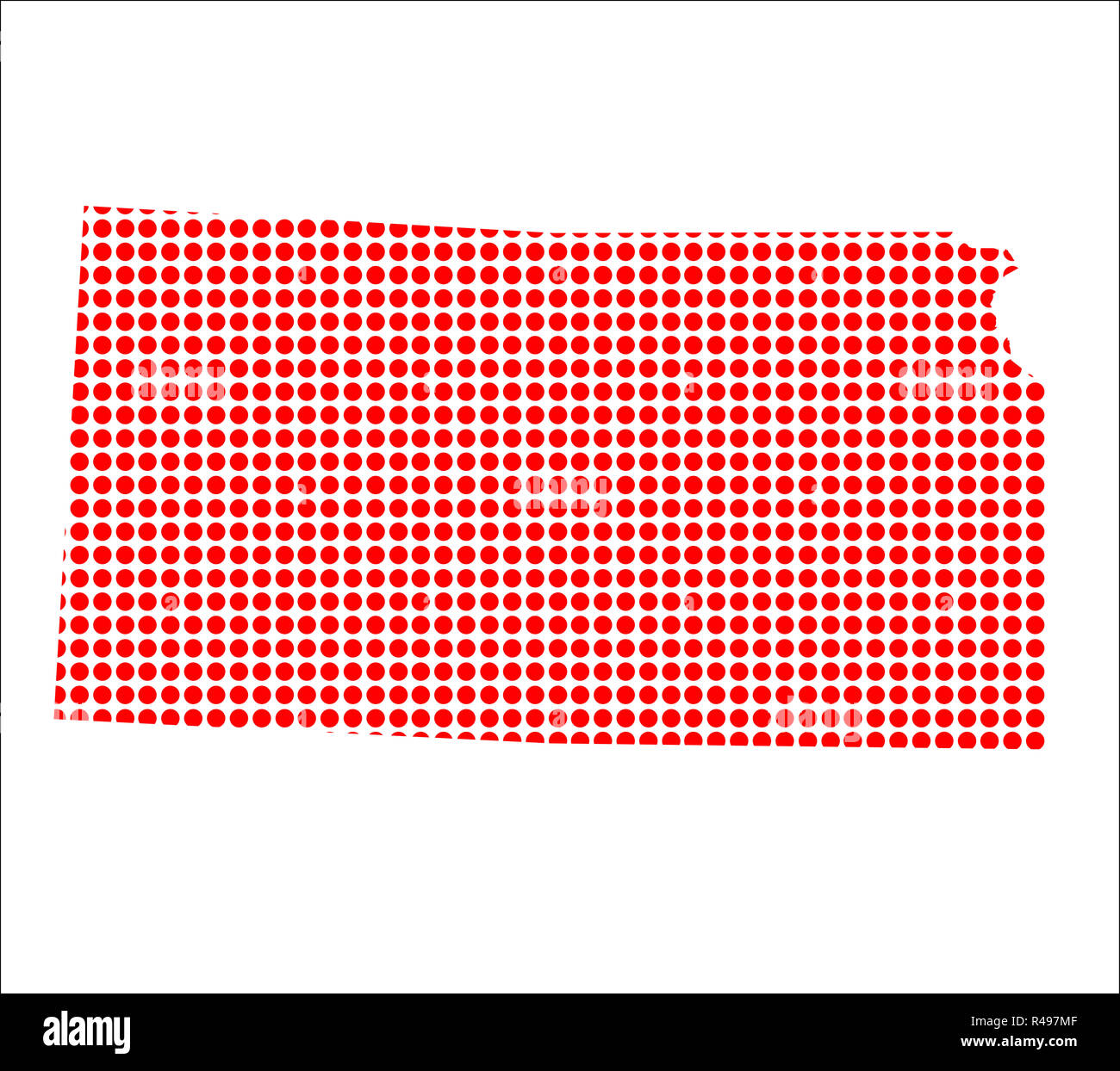 Red Dot Map of Kansas Stock Photo - Alamy