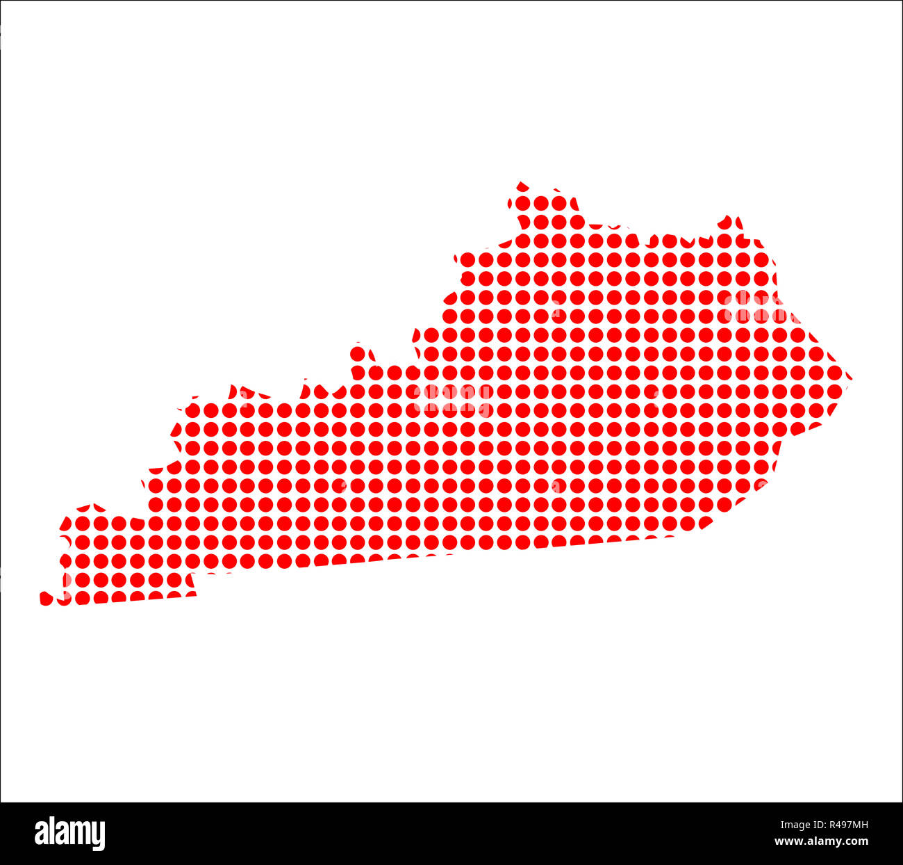 Red Dot Map of Kentucky Stock Photo - Alamy