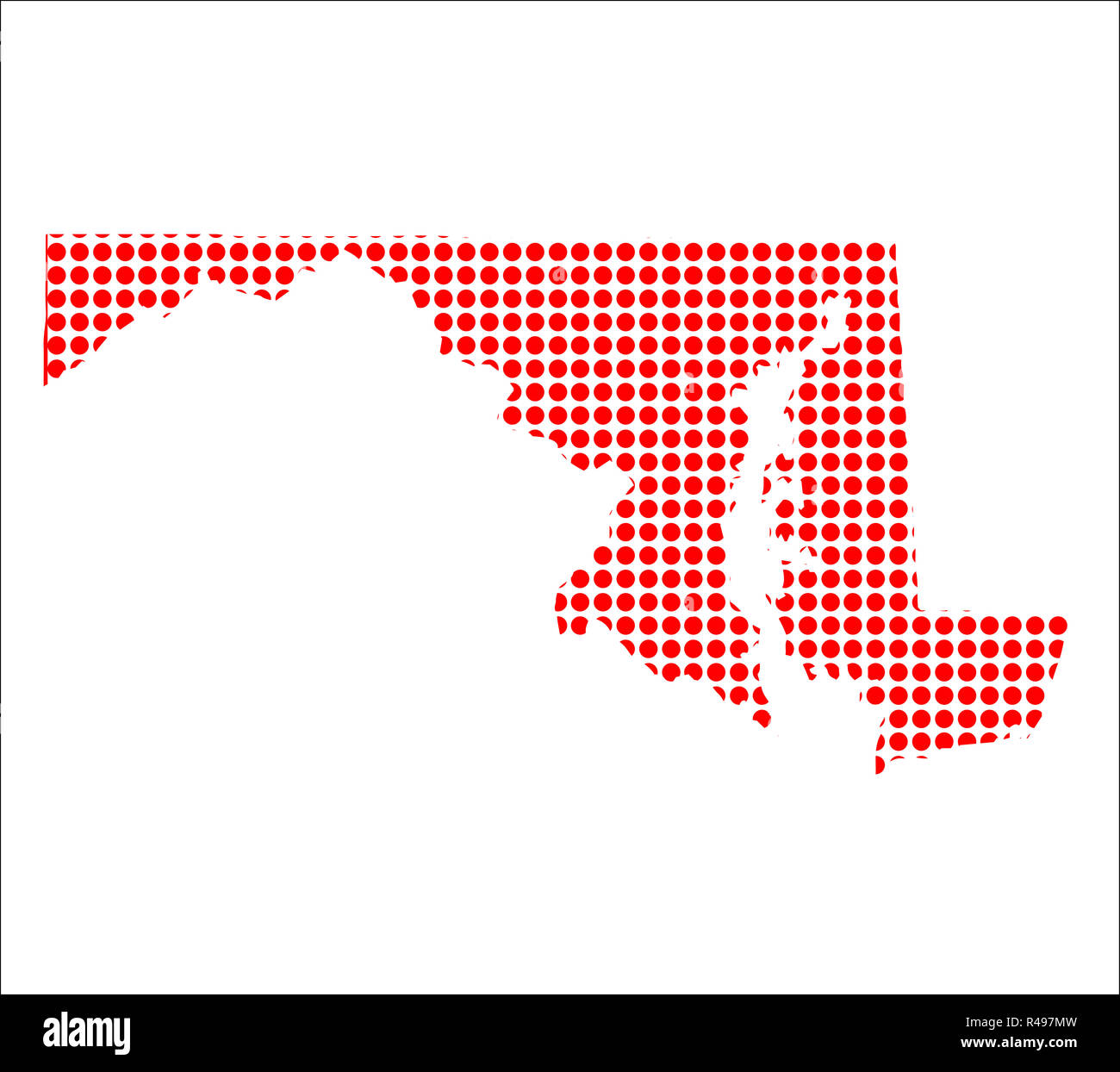 Red Dot Map of Maryland Stock Photo - Alamy