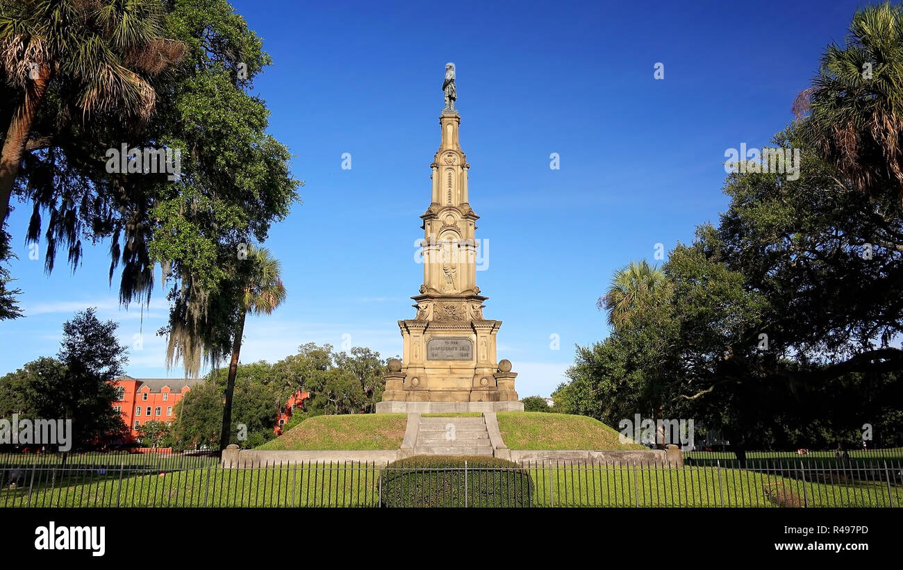 The Confederate Monument at Forsyth Park in Savannah, Georgia is a ...
