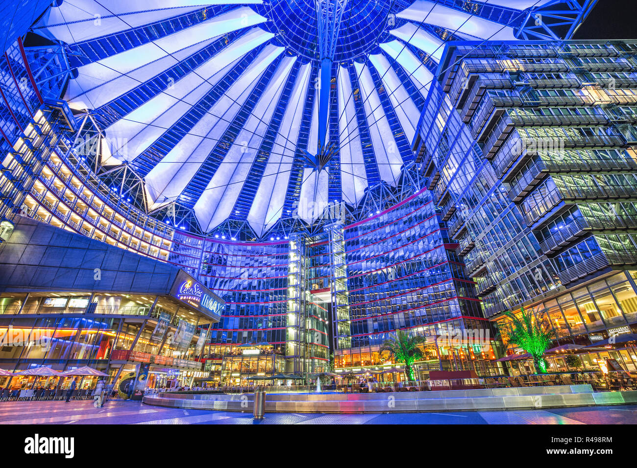 Famous Sony Center at Potsdamer Platz illuminated at night in Berlin ...